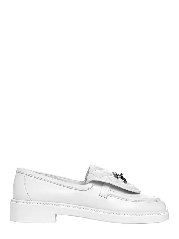 Chanel Quilted Tab Loafers - White