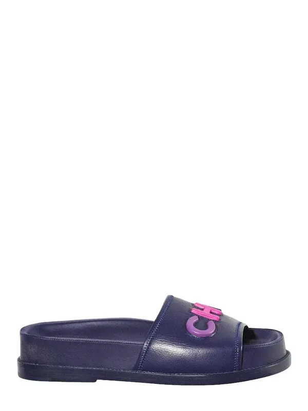 Chanel Logo Mule Sandal - Navy Blue