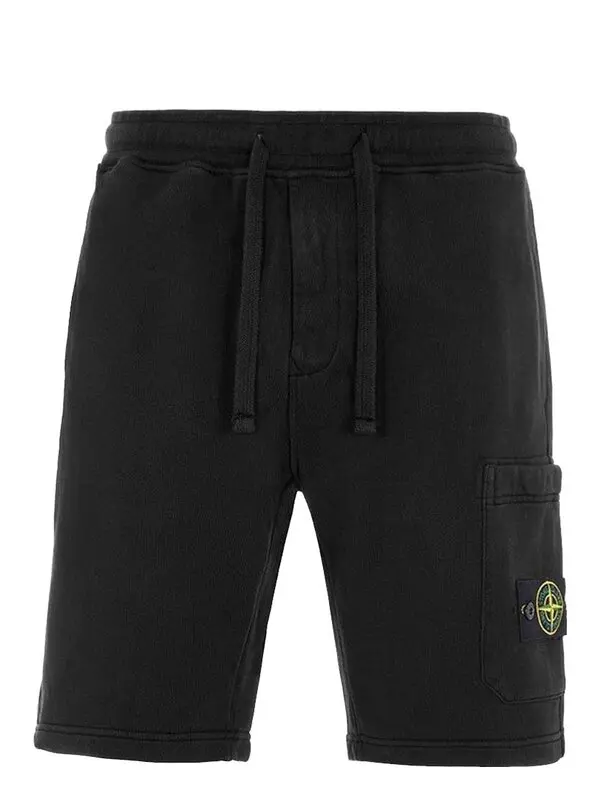 Stone Island 64651 Cotton Fleece Garment Dyed Shorts - Black