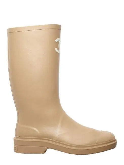 Chanel Rubber Rain Boots - Beige