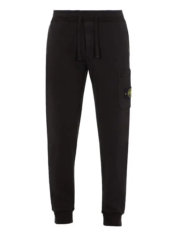 Stone Island 64520 Brushed Cotton Fleece Slim Fit Sweatpant - Black
