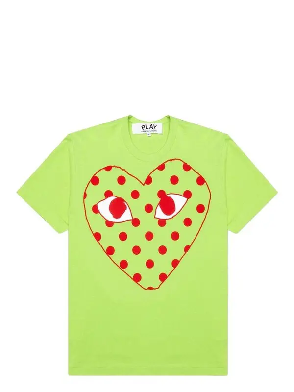 Play Comme Des Garcon Polka Dot Heart T-shirt - Green