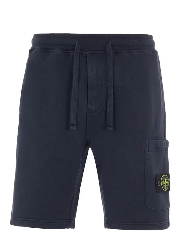 Stone Island Cotton Fleece Garment Dyed Shorts - Navy Blue