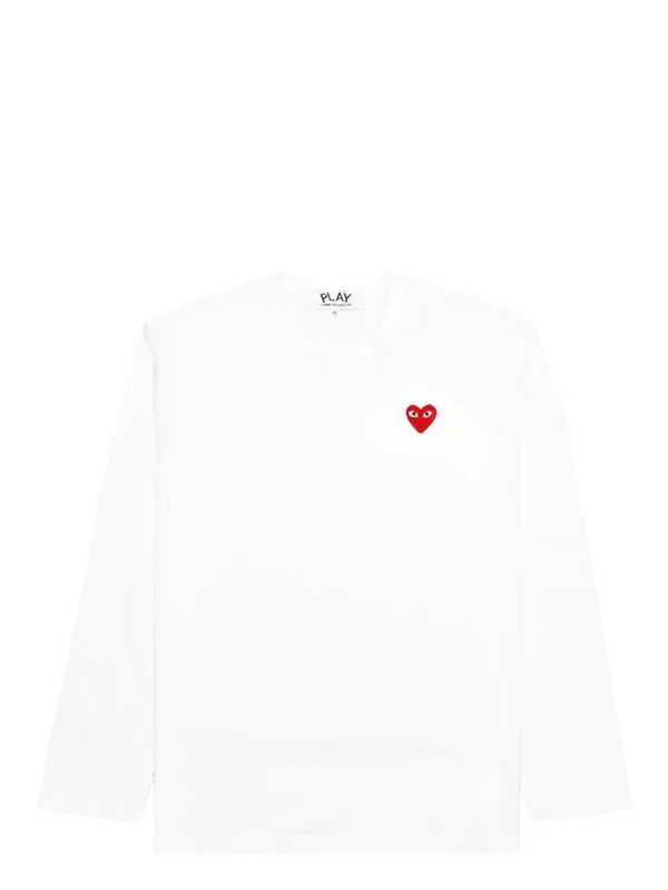 Play Comme Des Garcon Red Emblem Long Sleeve T-shirt - White