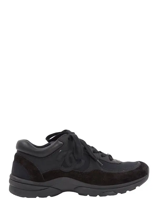 Chanel Low Top Cc Triple Suede Sneakers - Black