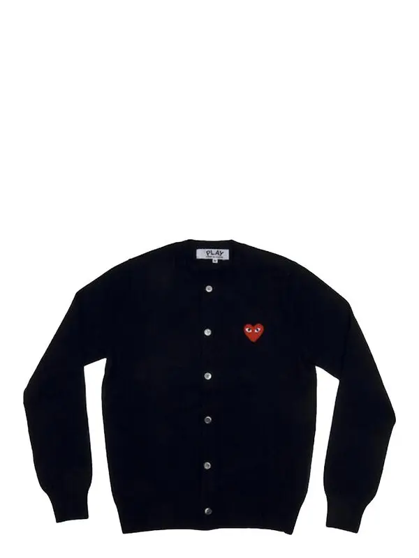 Play Comme Des Garcon Heart Knit Cardigan - Navy Blue