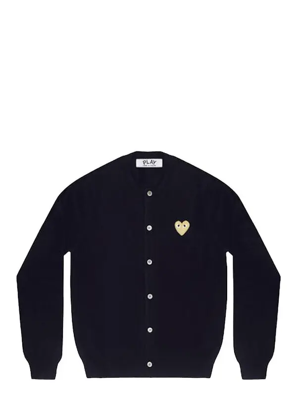 Play Comme Des Garcon Gold Heart Knit Cardigan - Navy Blue
