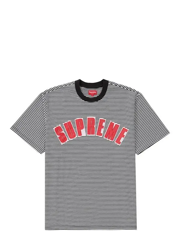 Supreme Arc Applique Short Sleeve Short Sleeve Top - White Stripe