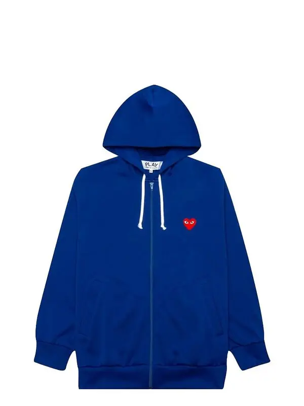 Play Comme Des Garcon Red Heart Zip-up Hoodie - Navy Blue