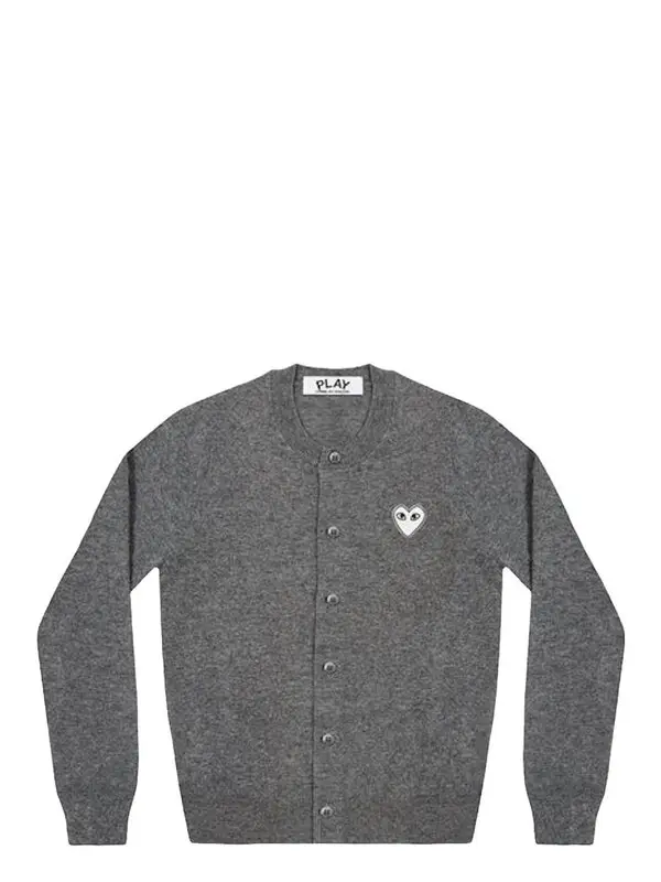 Play Comme Des Garcon Heart Knit Cardigan Sweater - Grey