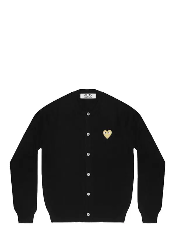 Play Comme Des Garcon Gold Heart Knit Cardigan - Black