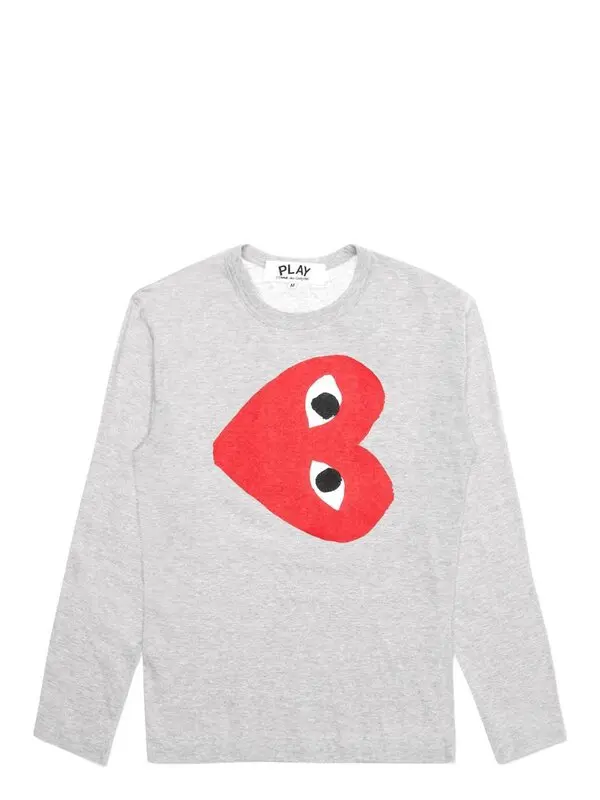 Play Comme Des Garcon Long Sleeve T-shirt With Heart Logo - Grey