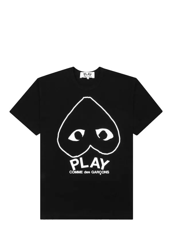 Play Comme Des Garcon Inverted Outline Heart T-shirt - Black