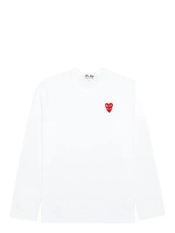 Play Comme Des Garcon Stacked Heart Long Sleeve T-shirt - White