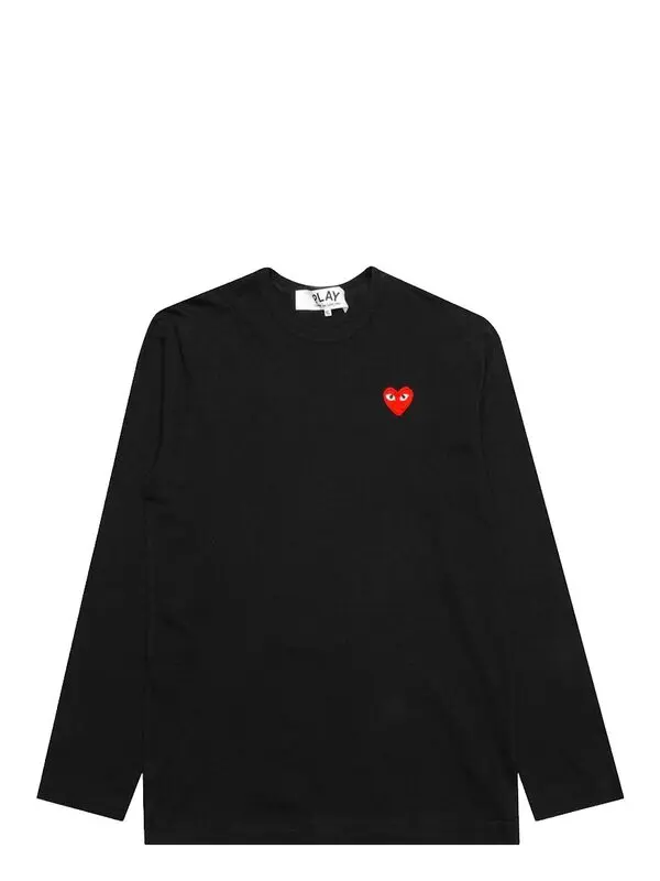 Play Comme Des Garcon Red Emblem Long Sleeve T-shirt - Black