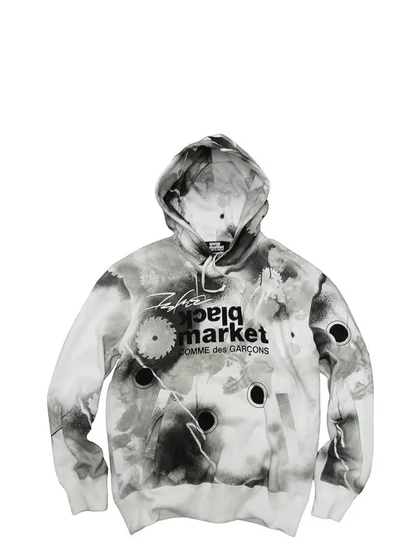 Comme Des Garçons X Futura 2000 Black Market Hoodie - Grey