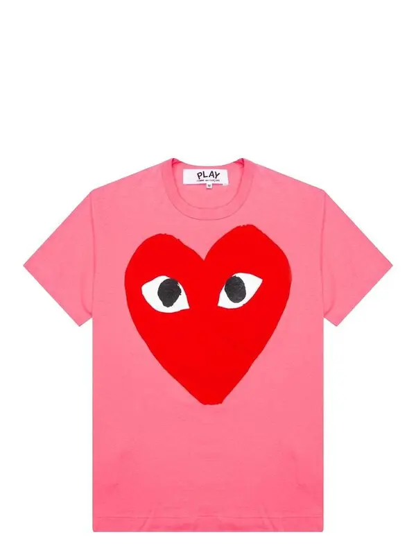 Play Comme Des Garcon Pastelle Red Heart T-shirt - Pink
