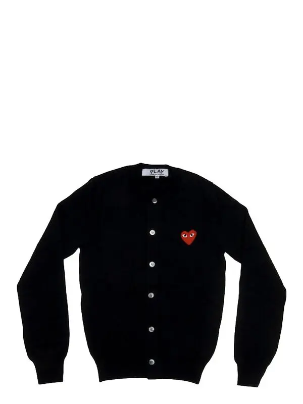 Play Comme Des Garcon Heart Knit Cardigan - Black