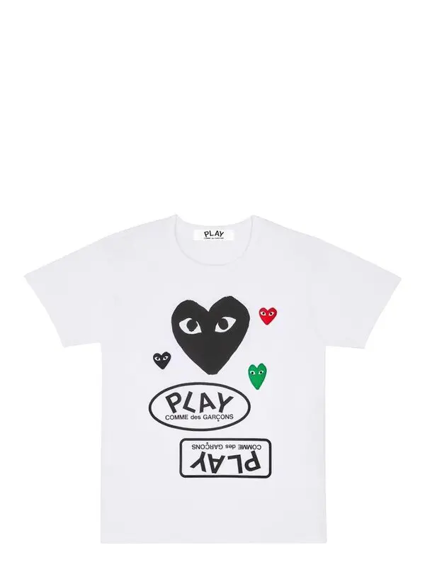 Play Comme Des Garcon Logo Black Heart T-shirt - White