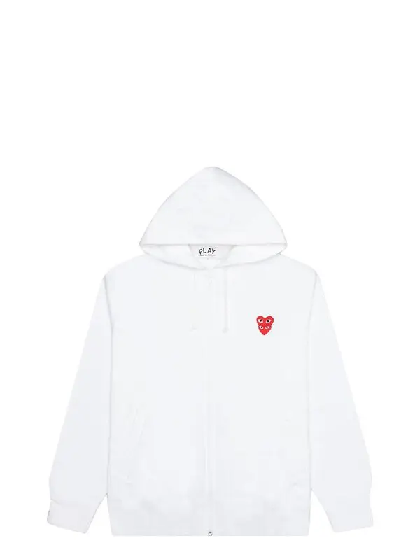 Play Comme Des Garcon Stacked Heart Zip Up Hoodie - White
