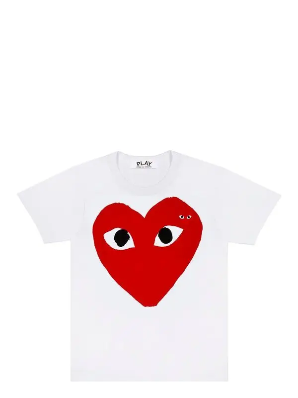 Play Comme Des Garcon Red Heart Emblem T-shirt - White