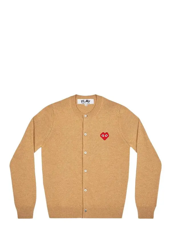 Play Comme Des Garcon X Invader Cardigan - Camel