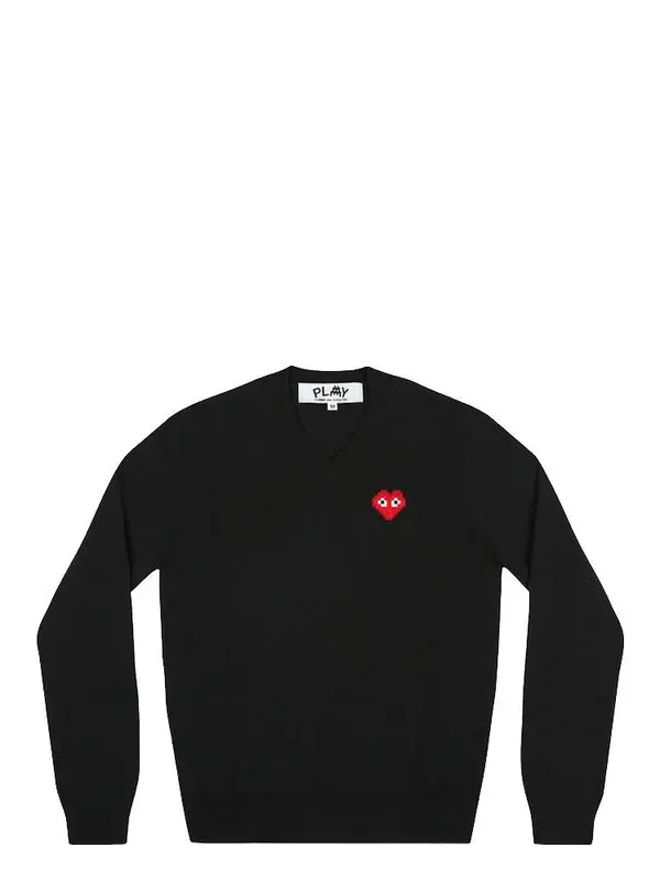 Play Comme Des Garcon Comme Des Garçons Play X Invader V-neck Sweater - Black