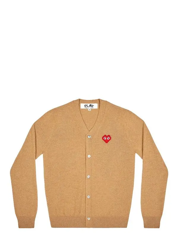 Play Comme Des Garcon X Invader Cardigan - Camel
