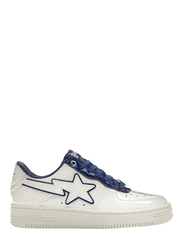 BAPE A Bathing Ape Sta Patent Leather Sneakers - White/blue