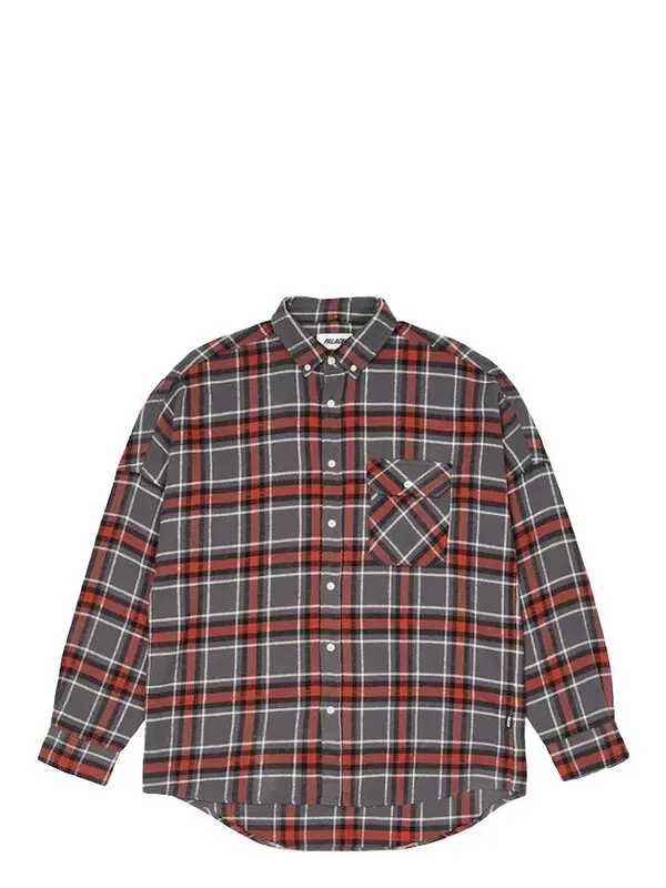 PALACE Flannel Drop Shoulder Shirt - Grey