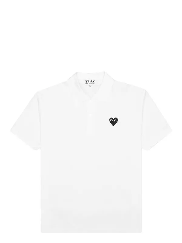 Play Comme Des Garcon Black Emblem Polo Shirt - White