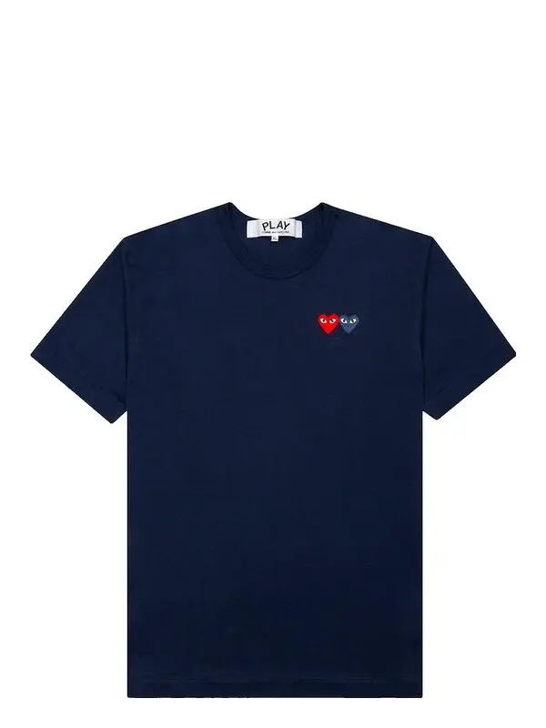 Play Comme Des Garcon Double Hearts T-shirt - Navy Blue