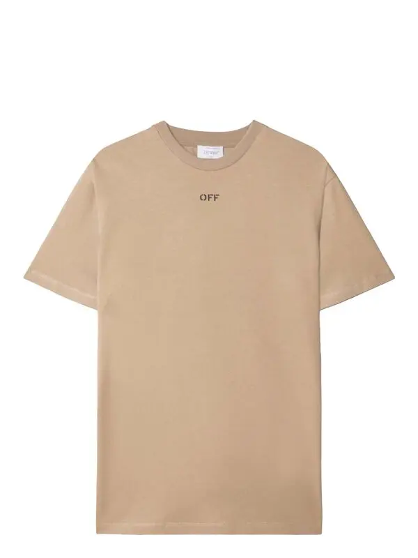 Off-White Logoembroidered Cotton T-shirt - Sand Beige