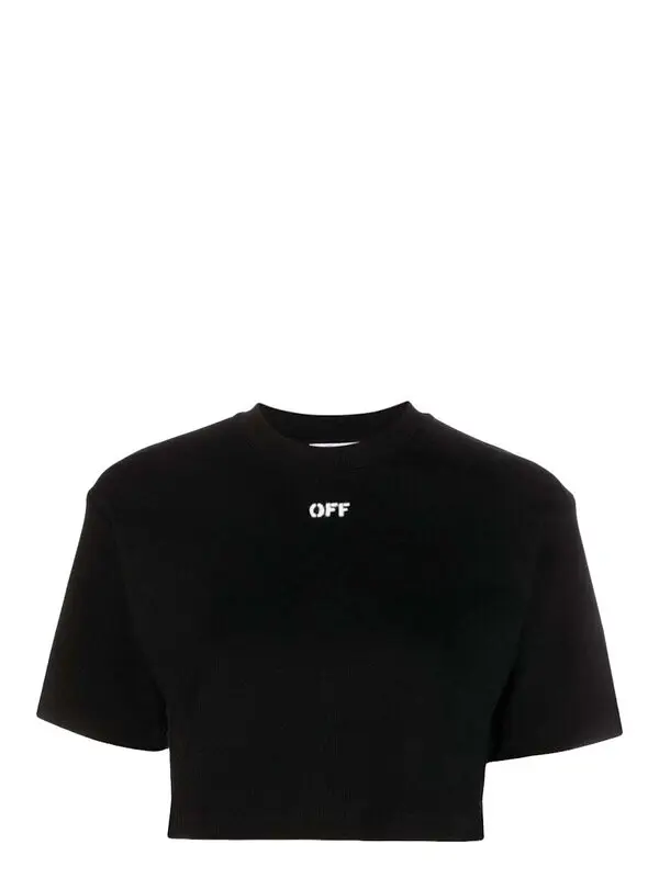 Off-White Logo-print Cropped T-shirt - Black