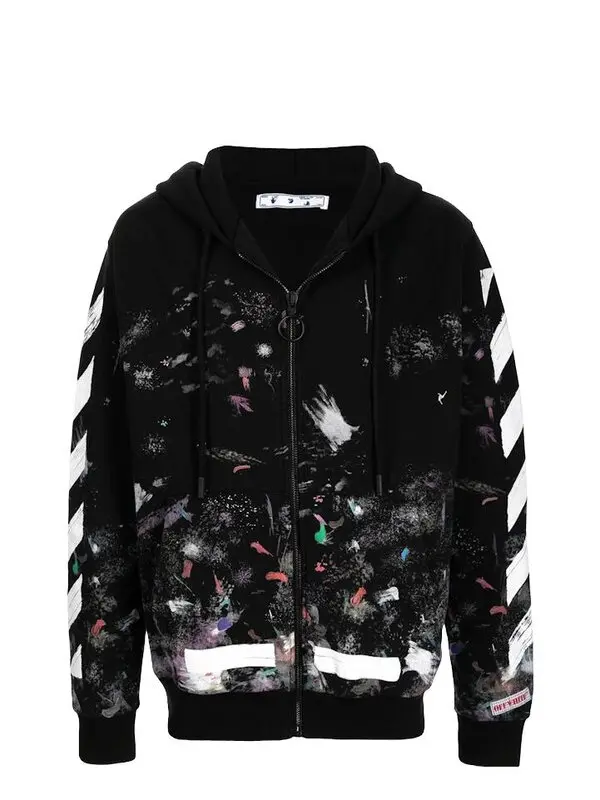 Off-White Galaxy Brushed Zip Up Hoodie - Black