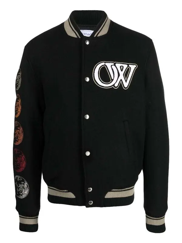 Off-White Logo Appliqué Bomber Jacket - Black