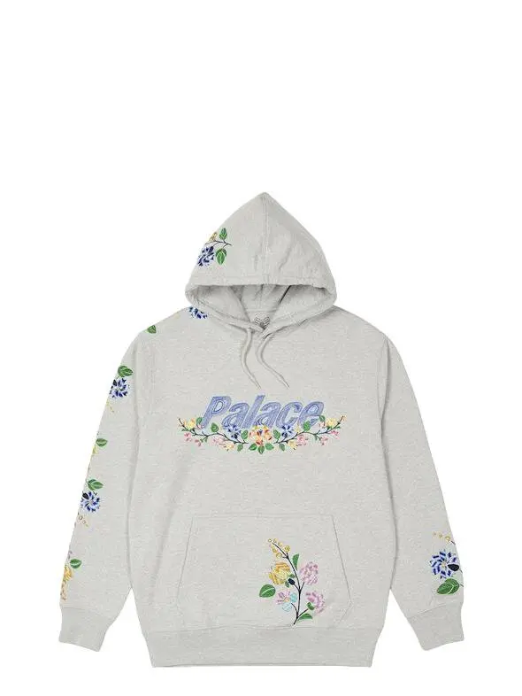 PALACE Flower Stitch Hood - Grey Marl