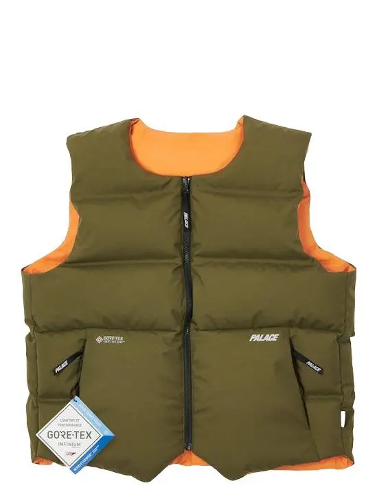 PALACE Goretex Infinium Reverso Down Vest - Olive/orange