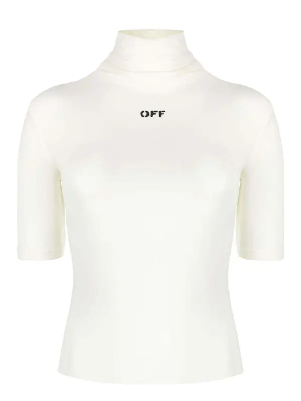 Off-White Logoprint Mockneck Top - White