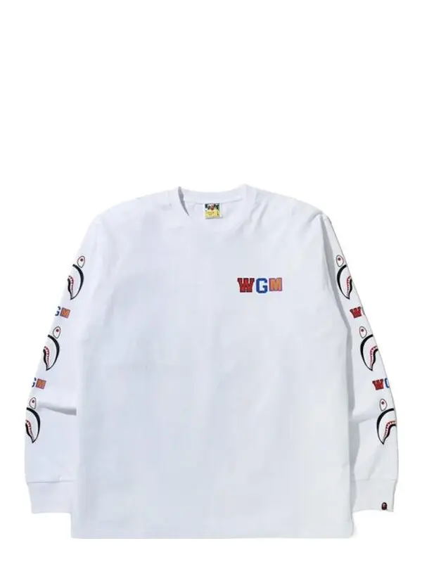 A BATHING APE Wgm Shark Relaxed Fit Long Sleeve Tee Shirt - White