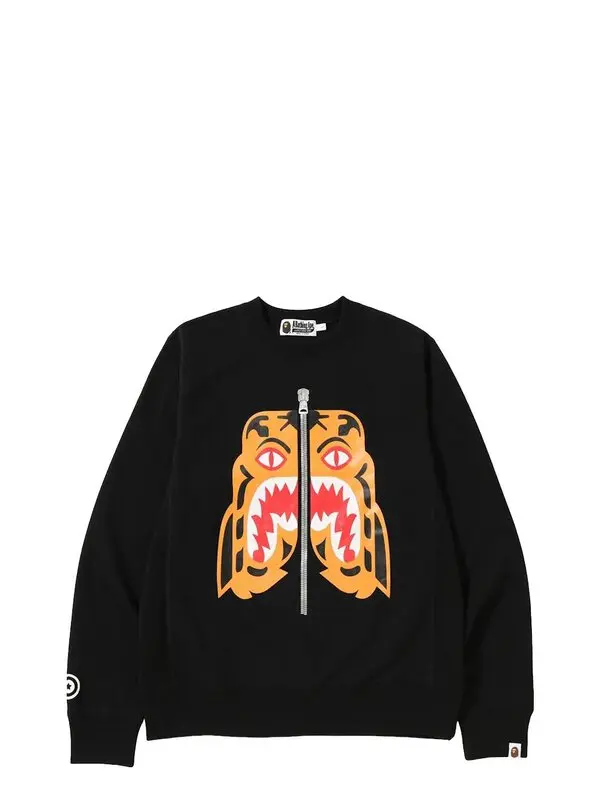 BAPE Tiger Heavy Weight Crewneck Sweatshirt - Black