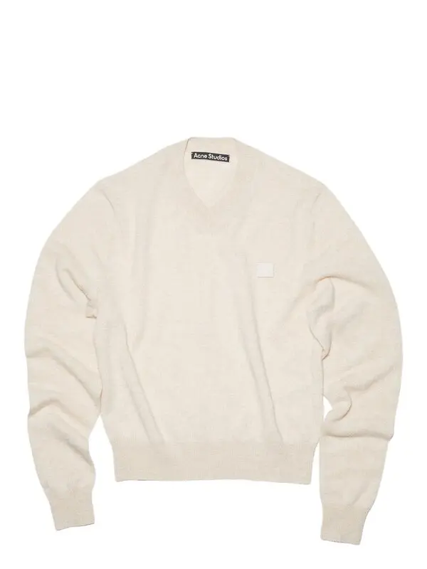 Acne Studios Wool V-neck Sweater - Oatmeal Melange