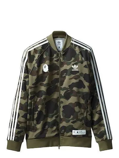 A BATHING APE X Adidas Adicolor Track Top - Olive Cargo