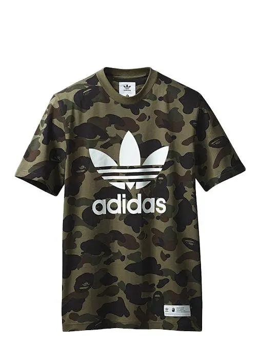 A BATHING APE X Adidas Adicolor Tee Shirt - Olive Cargo