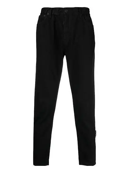Off-White High Rise Cropped Straight Leg Jeans - Black