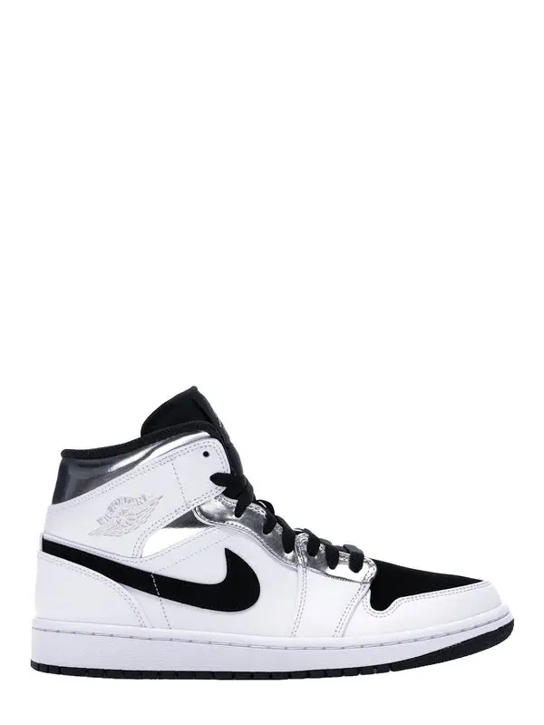 JORDAN 1 Mid Alternate Think Sneakers - White/metallic Silver/black