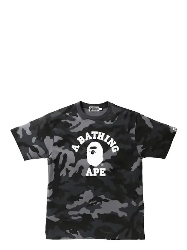 A BATHING APE Woodland Camo College Tee Shirt - Black