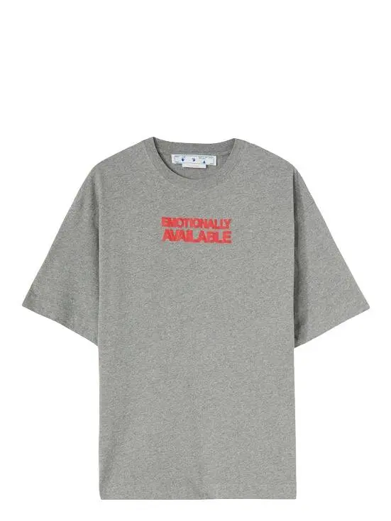 Off-White Emotion Arrow Over Skate Short Sleeve Tee Shirt - Grey/orange