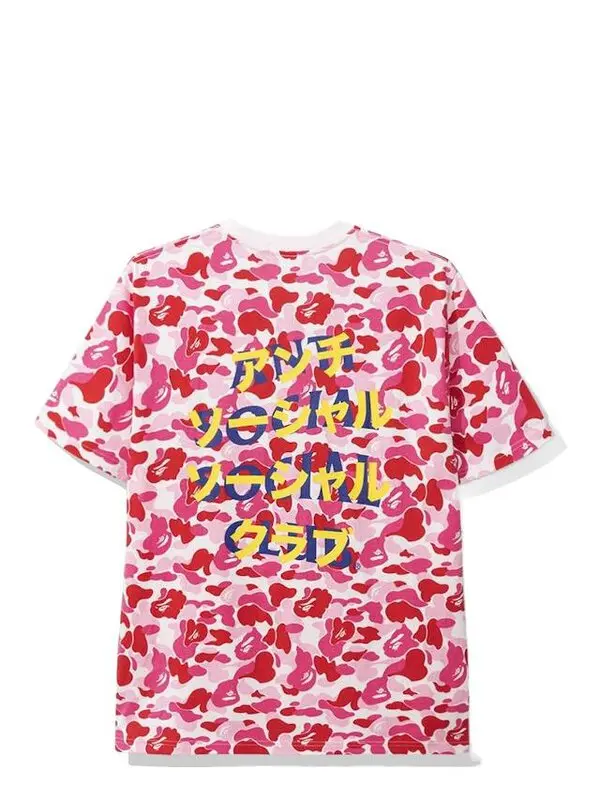 A BATHING APE X Anti Social Club Abc Camo Tee Shirt - Pink