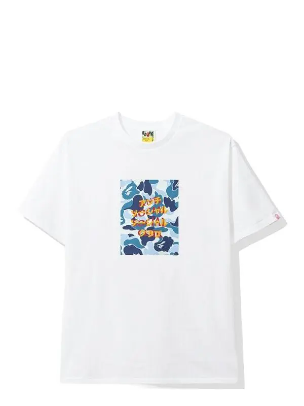 A BATHING APE X Anti Social Club Abc Camo Box Tee Shirtin - White/blue